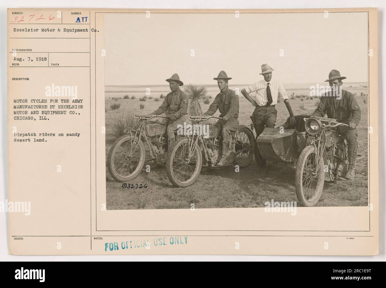 Dispatch riders from the United States military on sandy desert land ...