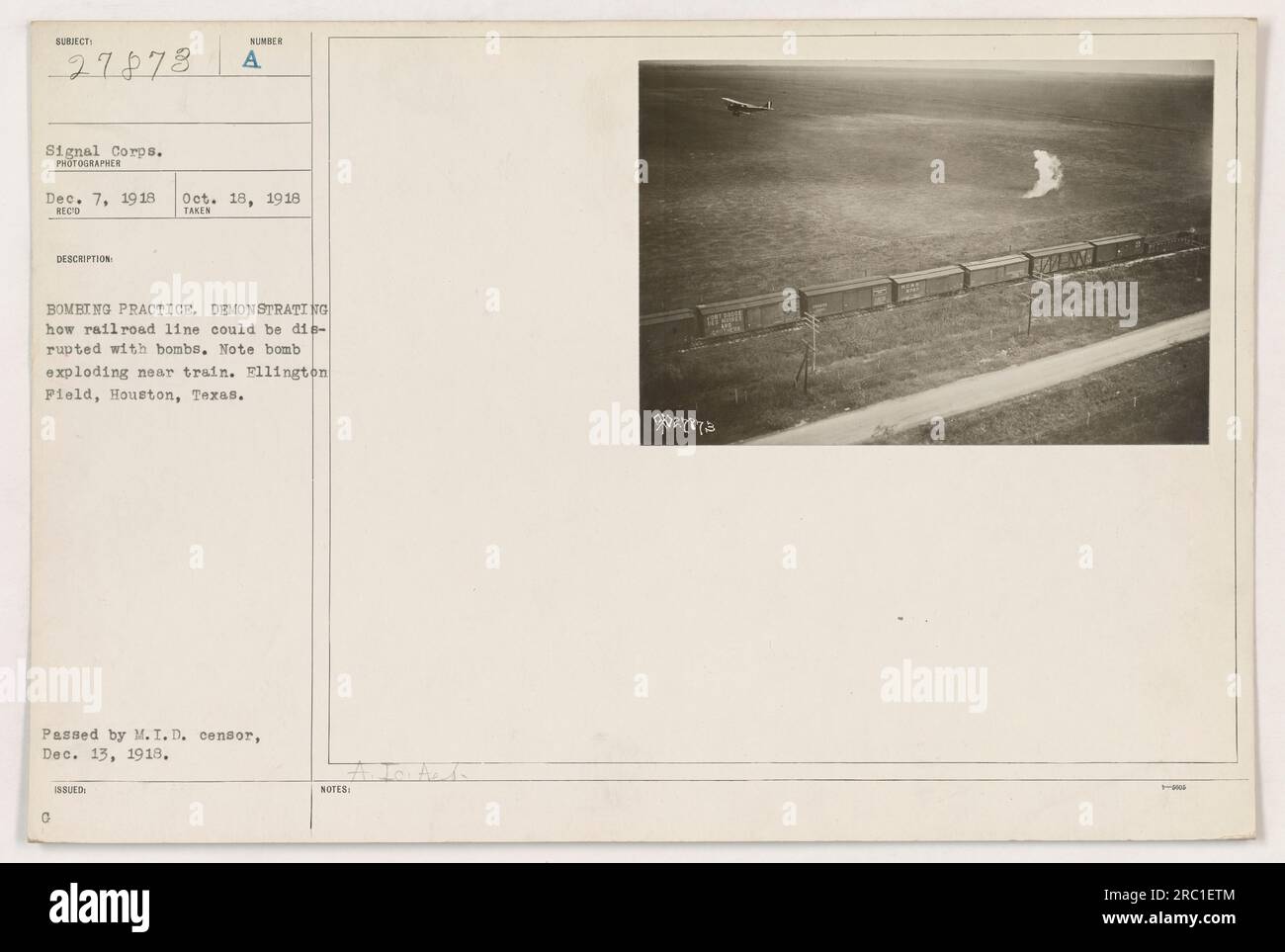 Image showing a bombing practice during World War One. The photograph was taken on October 18 ...