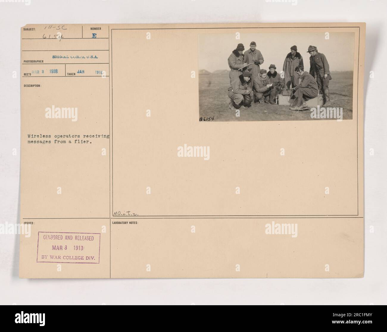 Wireless operators at work receiving messages from a flier during World ...