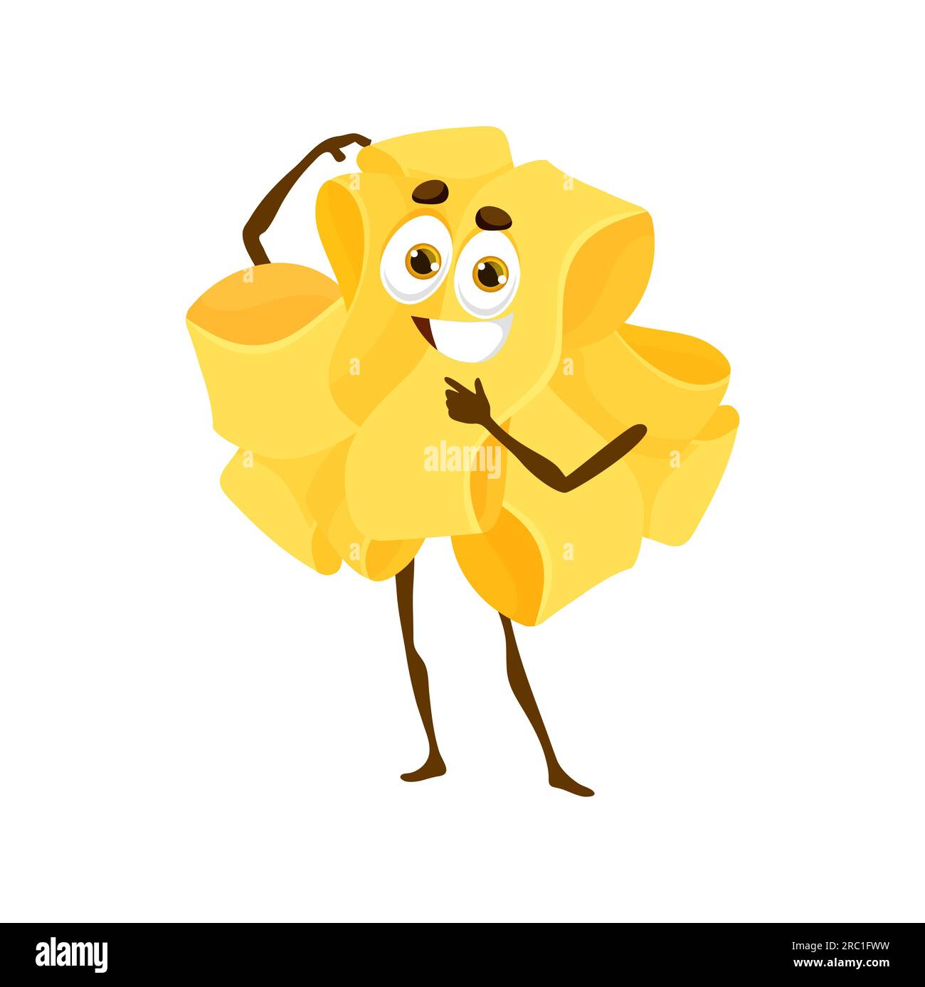 Cartoon Pappardelle Italian Pasta Funny Character Italian Raw Pasta Gourmet Happy Personage
