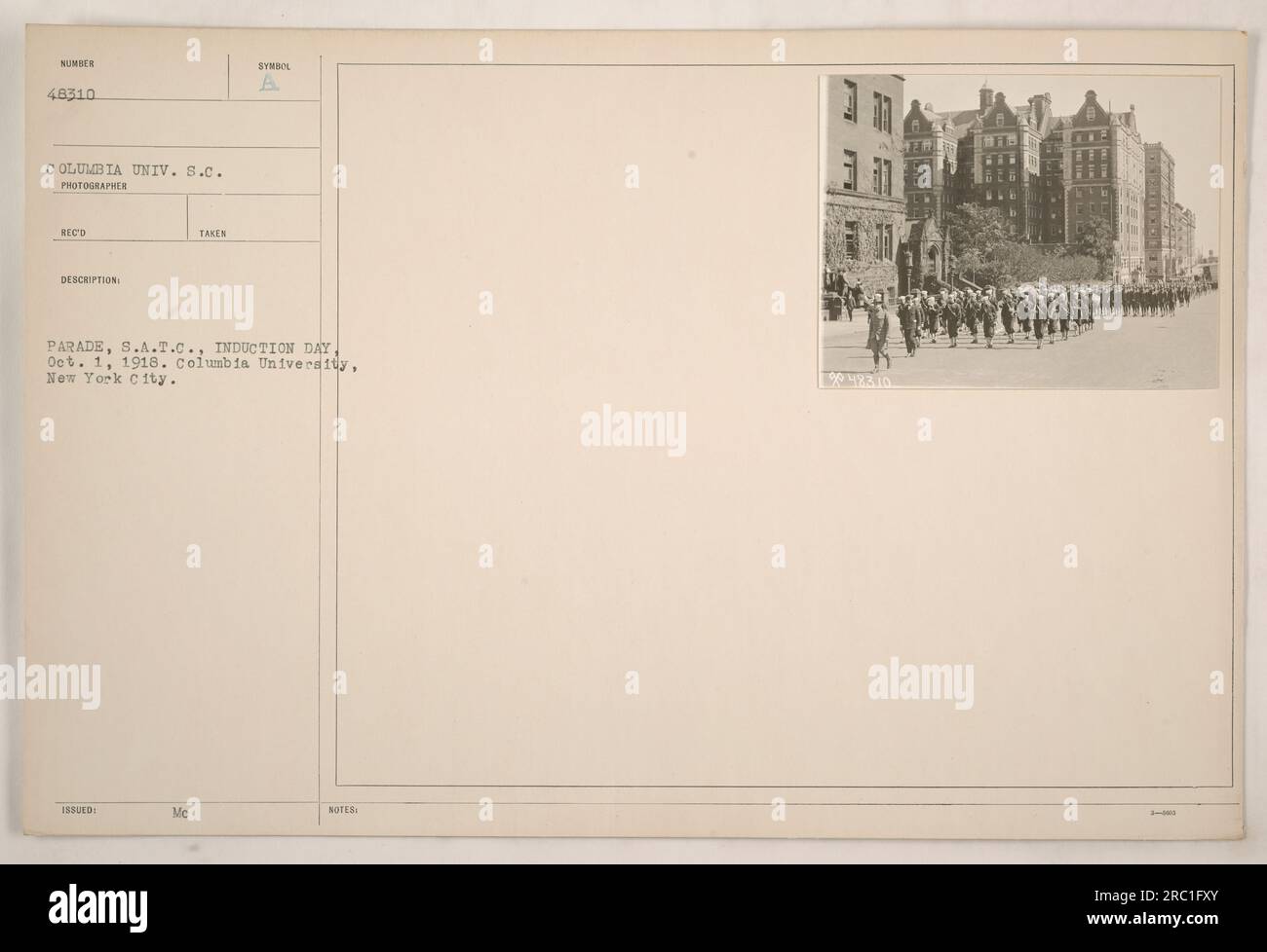 Parade of the Student Army Training Corps (S.A.T.C.) during the ...