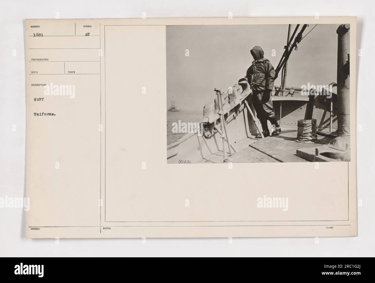 A close view of the warm winter clothing worn by United States Navy ...