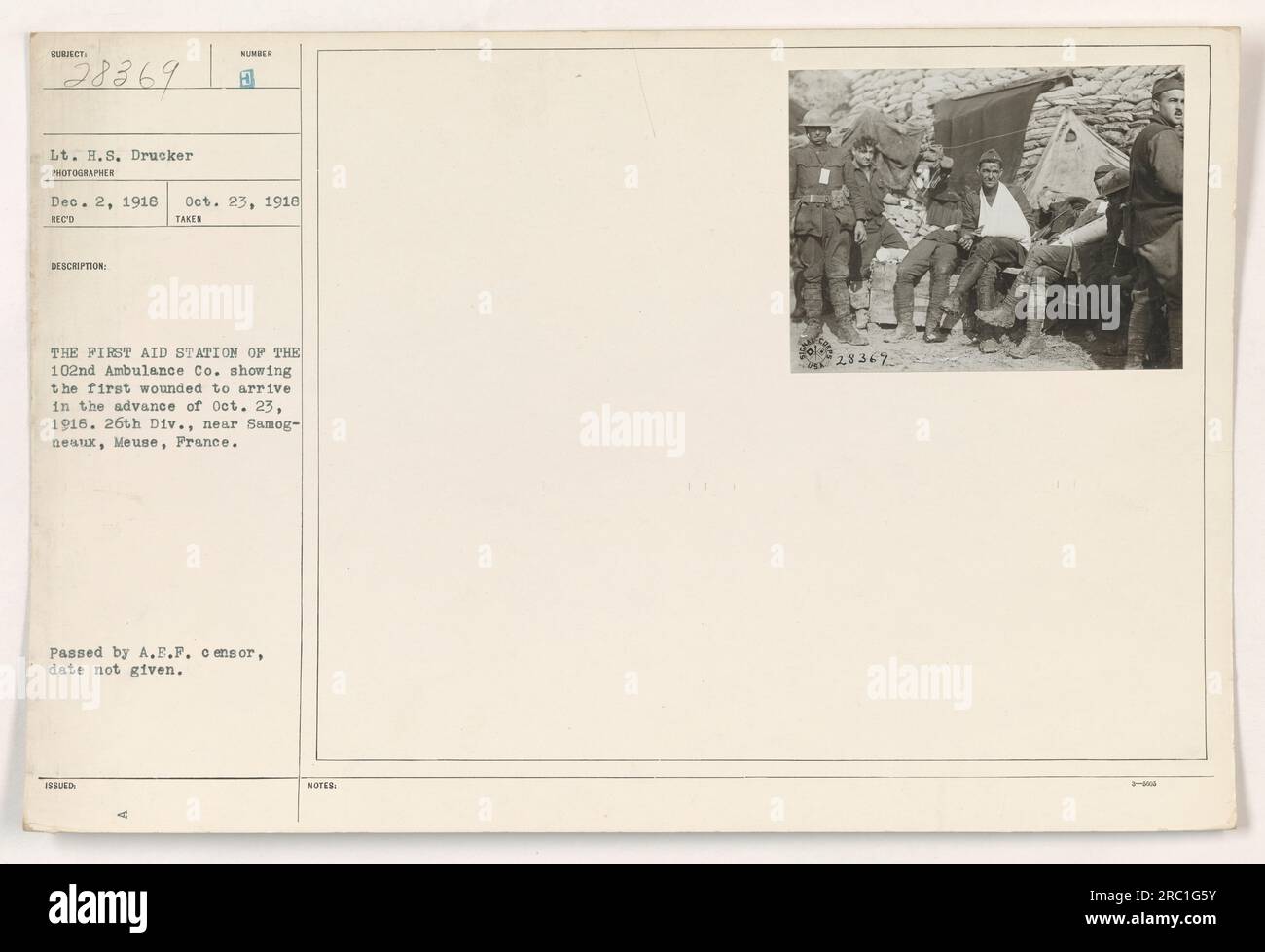 First Aid Station of the 102nd Ambulance Co., featuring the initial ...