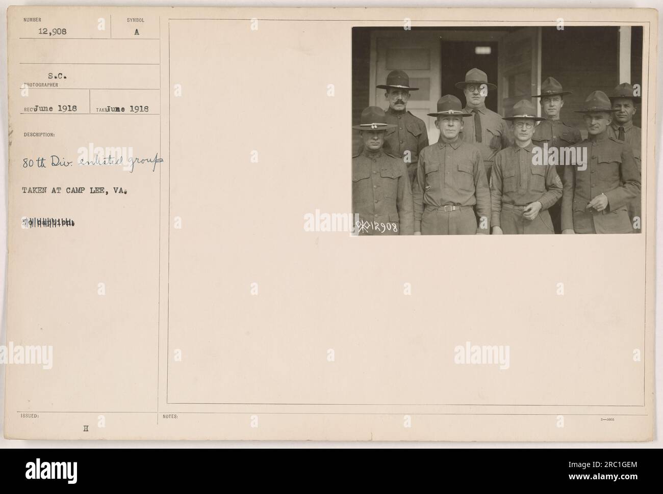 Image of enlisted groups from the 80th Division at Camp Lee, Virginia ...
