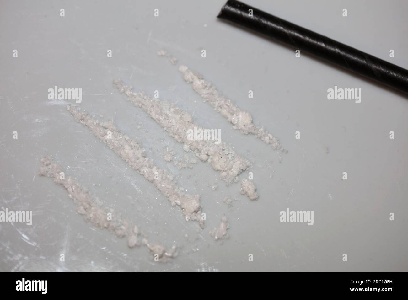 Cocaine lines on white plate close up dope background high quality big ...
