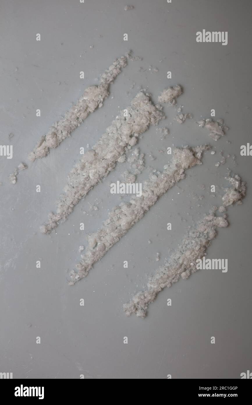 Cocaine lines on white plate close up dope background high quality big ...
