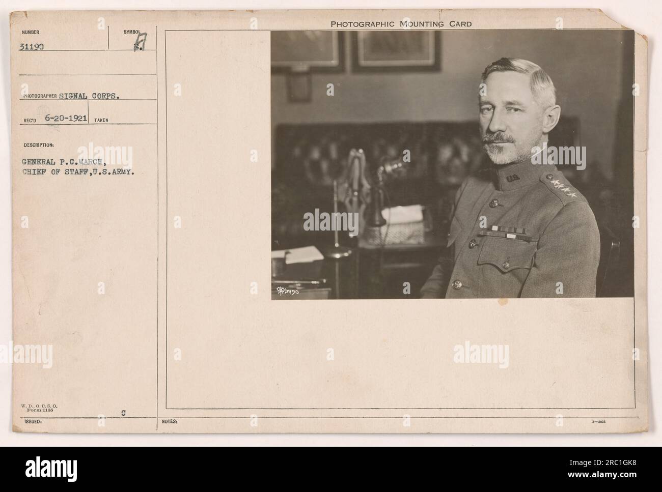 General P.C. March, Chief of Staff, U.S. Army, photographed on June 20 ...