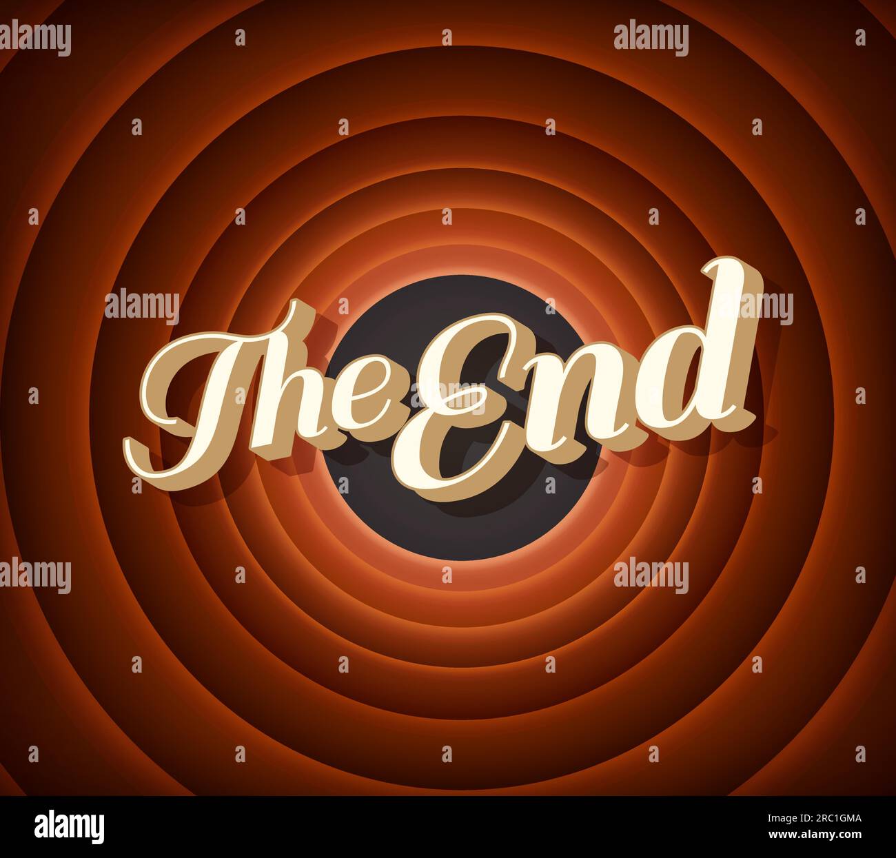 End screen, movie cinema film circle background. Retro movie ending ...