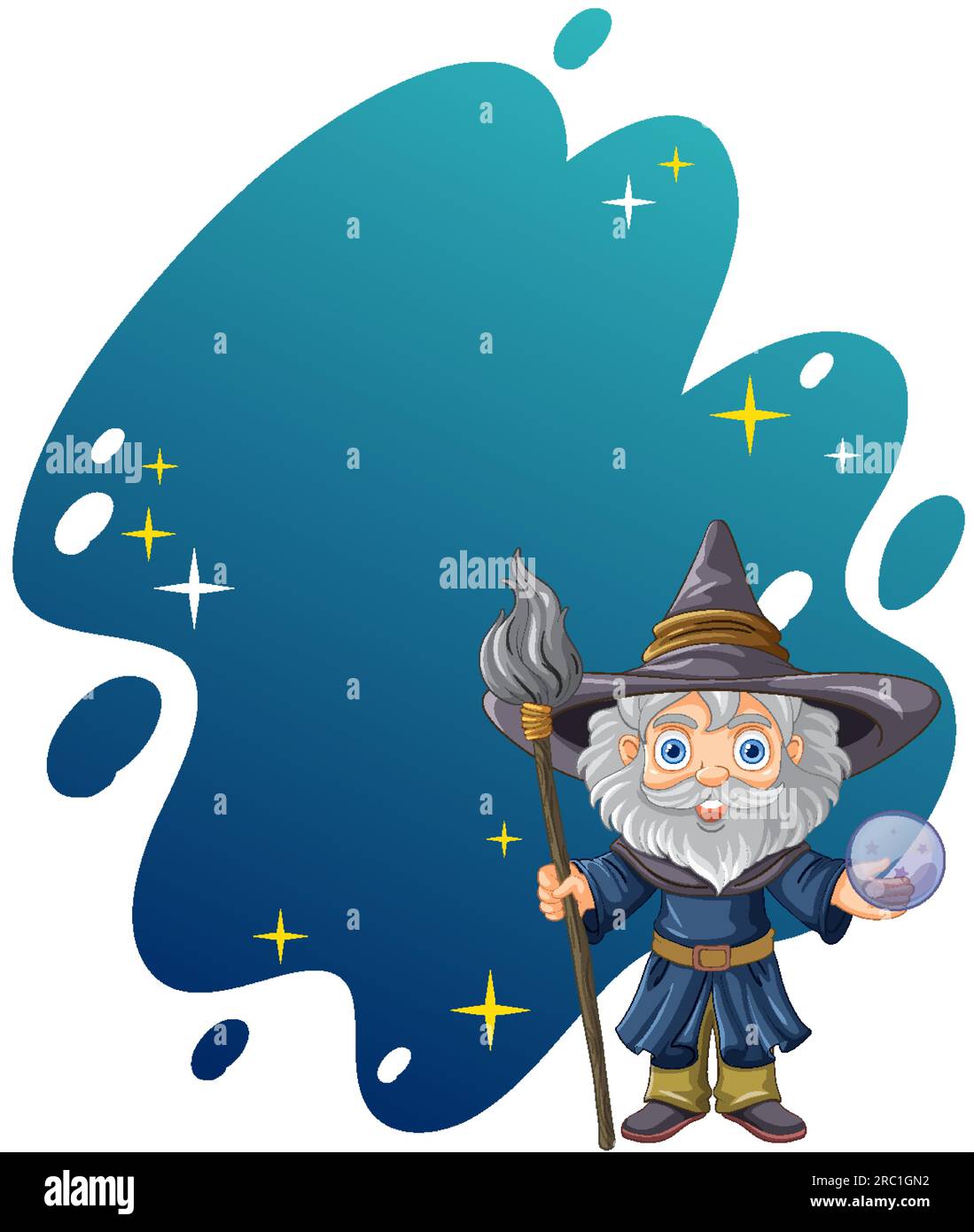 Wizard Cartoon Character with Black Space For Text illustration Stock ...