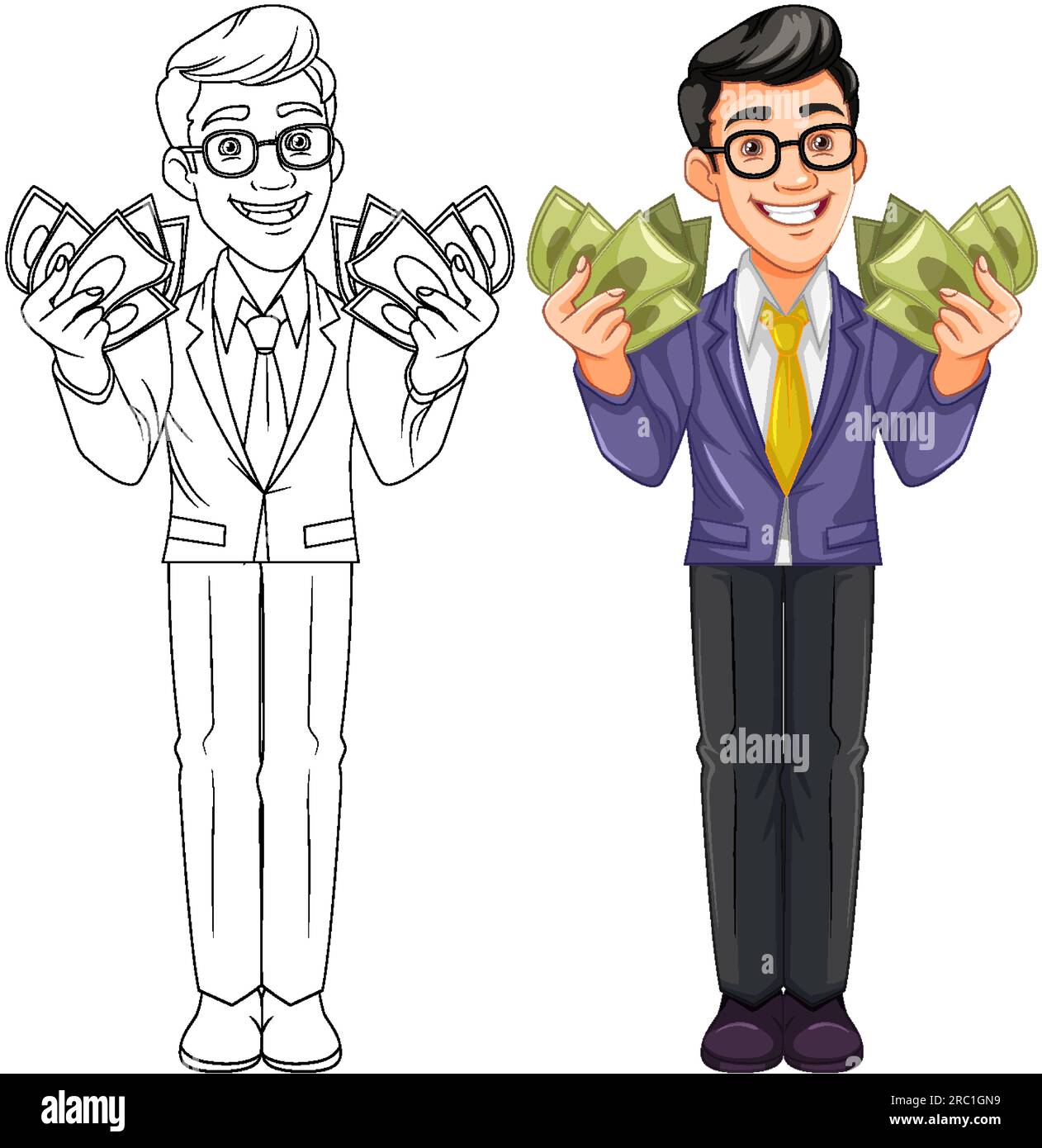 Youth business man holding money illustration Stock Vector Image & Art ...