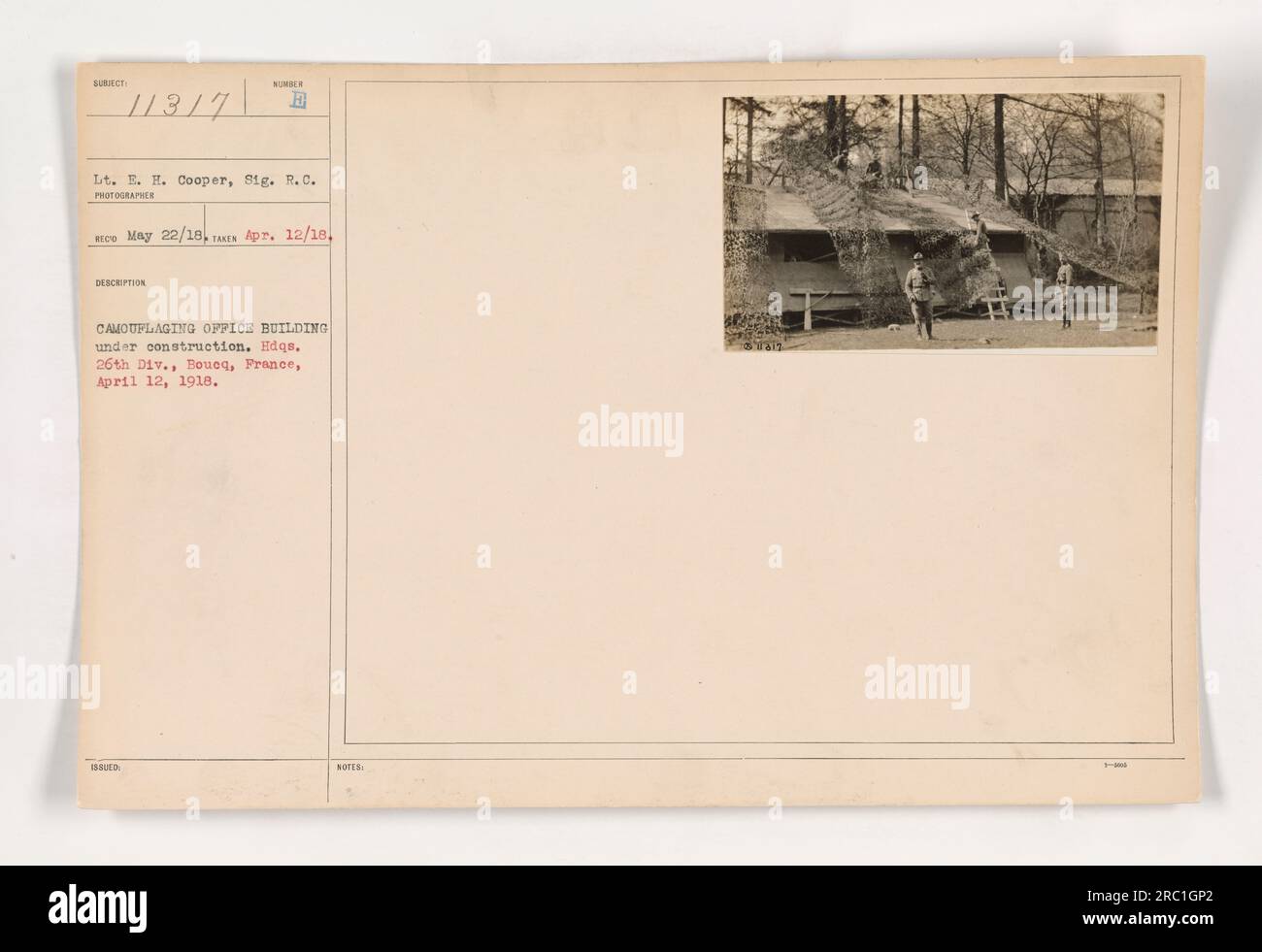 Lt. E.H. Cooper from the Signal Corps during World War I was ...