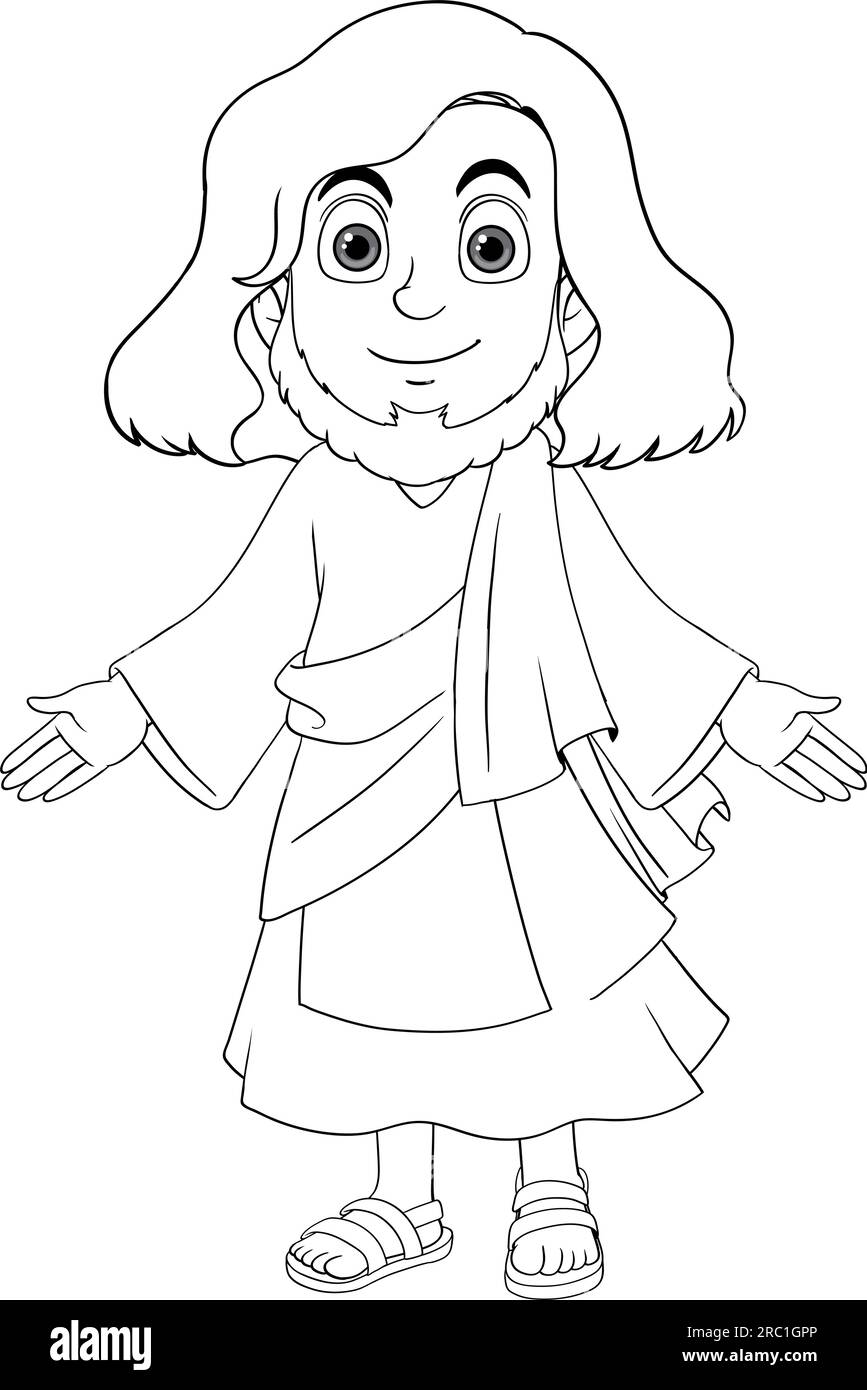 Jesus Christ Outline for Colouring illustration Stock Vector Image ...