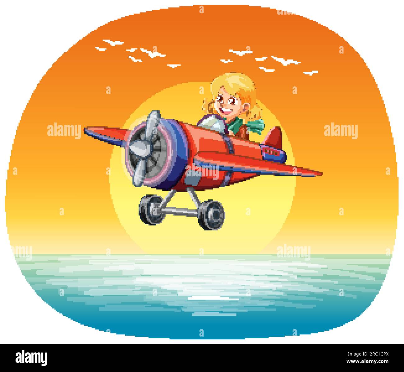Aeroplane over sea Stock Vector Images - Alamy