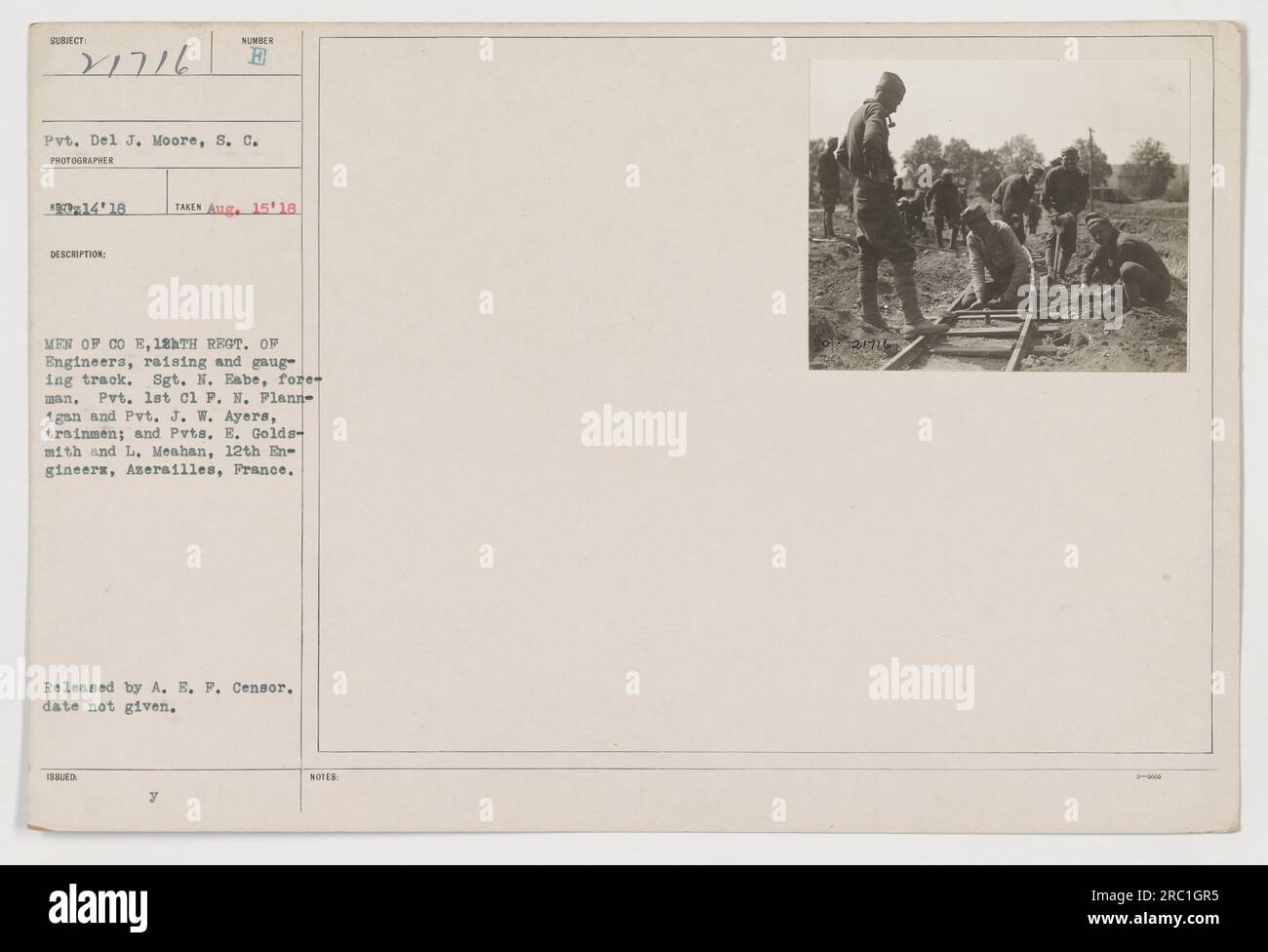 Men of Co E, 18th Regiment of Engineers, can be seen in the photograph ...