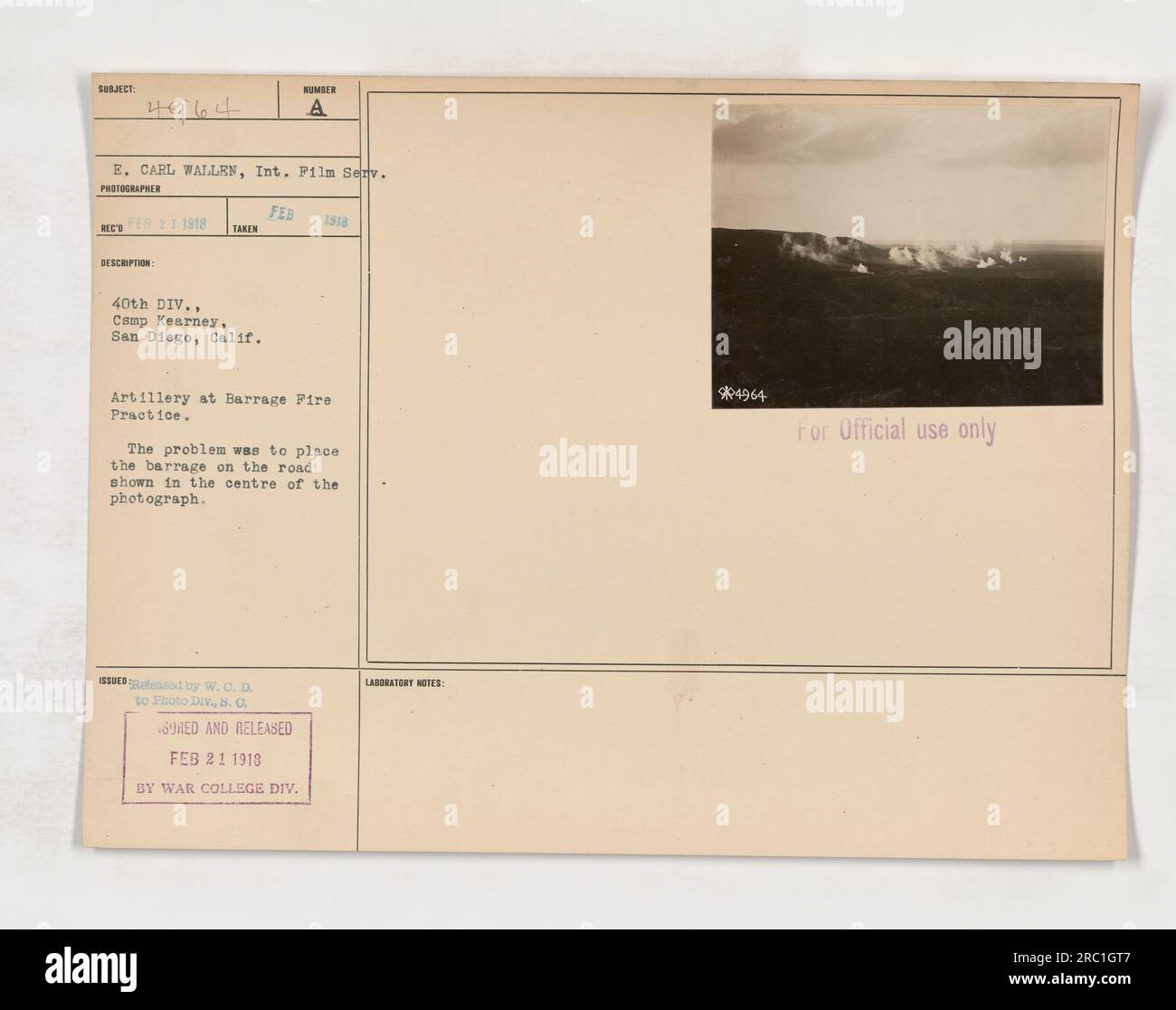 Artillery at Barrage Fire Practice. The photograph shows the 40th ...