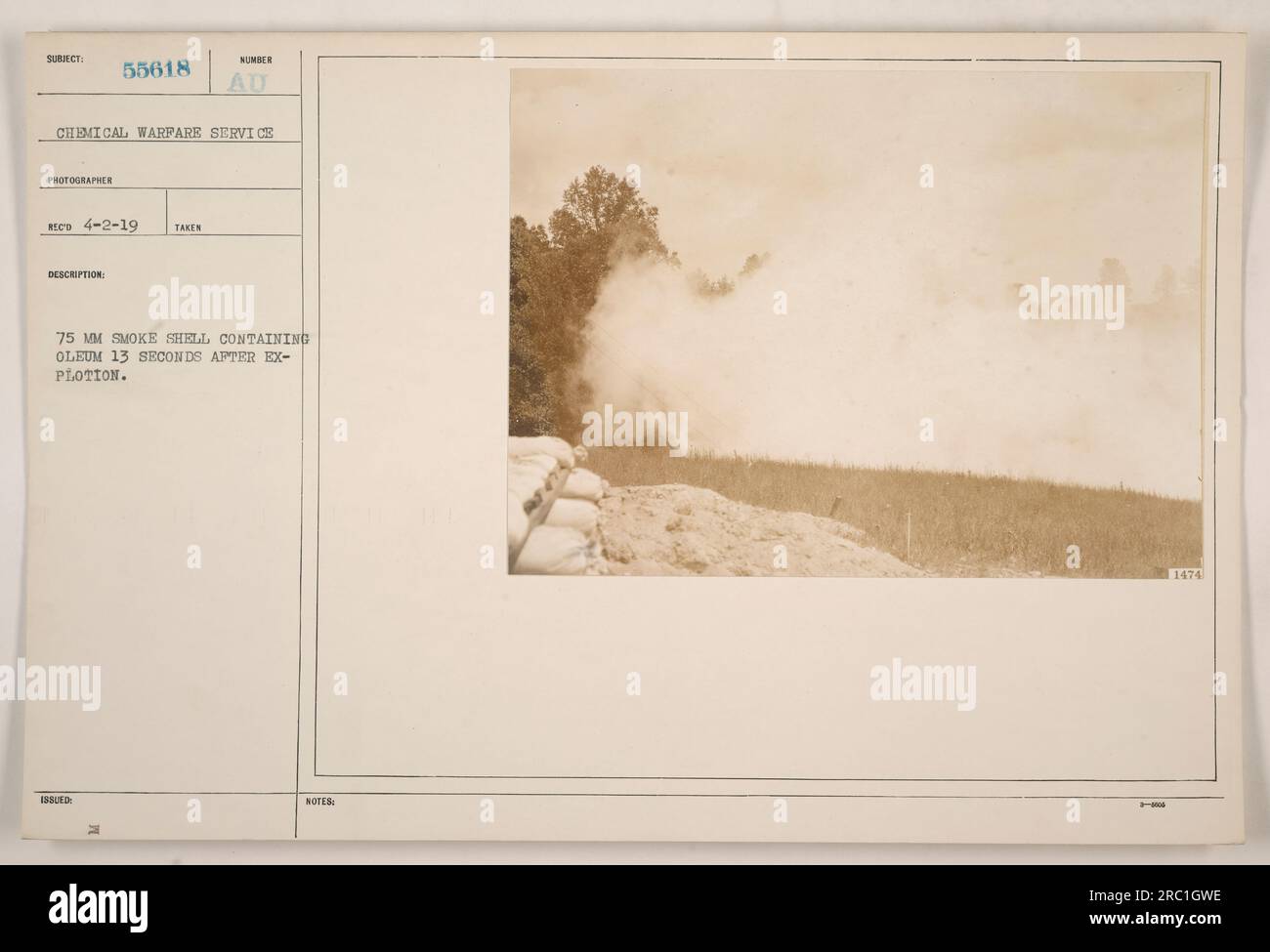 75mm smoke shell containing oleum explodes, captured by Photographer ...