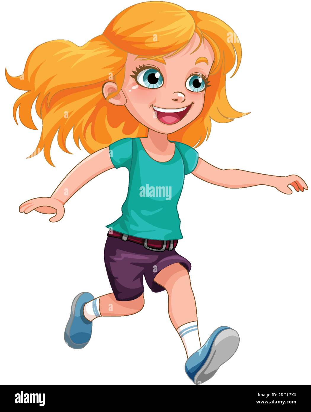 Cute Girl Running Cartoon Character illustration Stock Vector Image ...