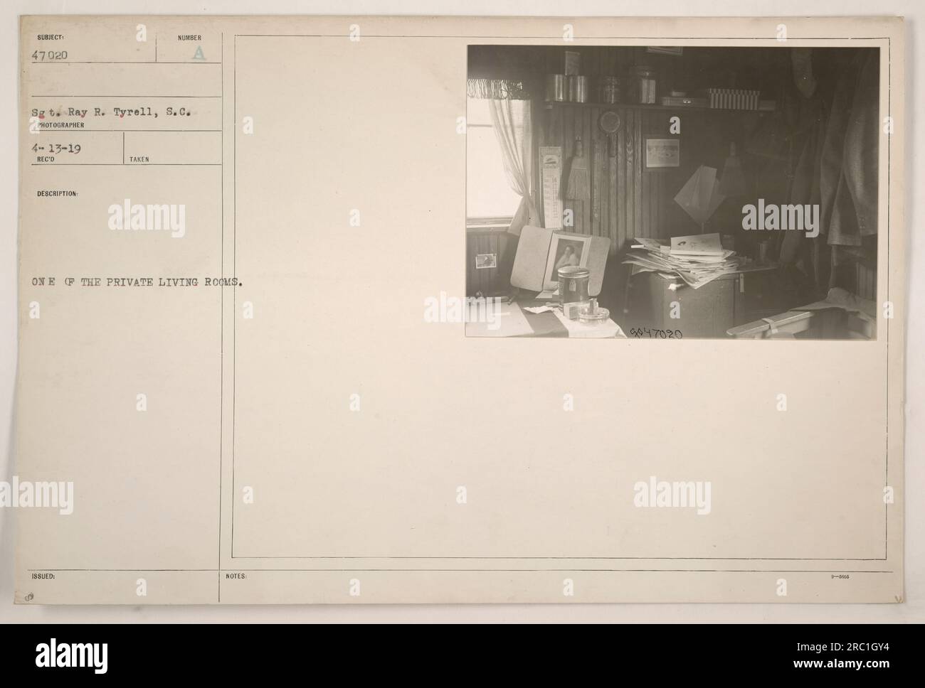 A photograph taken by Sgt. Ray R. Tyrell on April 13, 1919, capturing ...