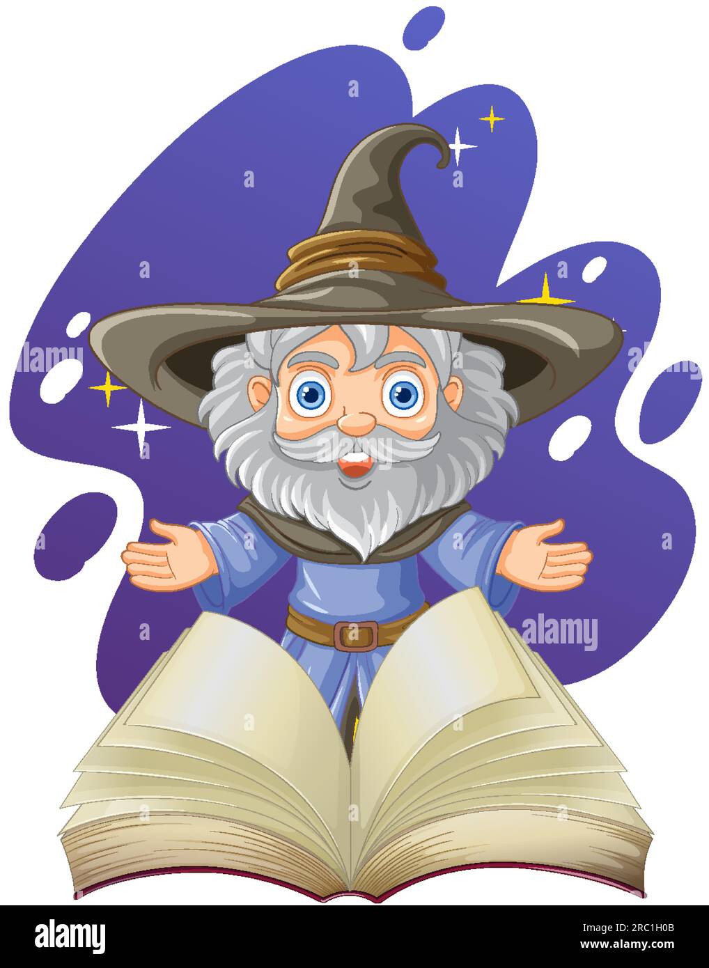 Wizard Cartoon Character with Open Book illustration Stock Vector Image ...