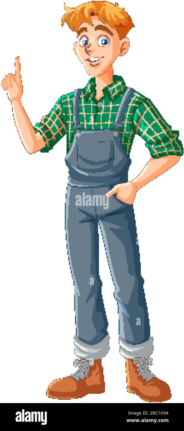 Young male farmer cartoon character illustration Stock Vector Image ...