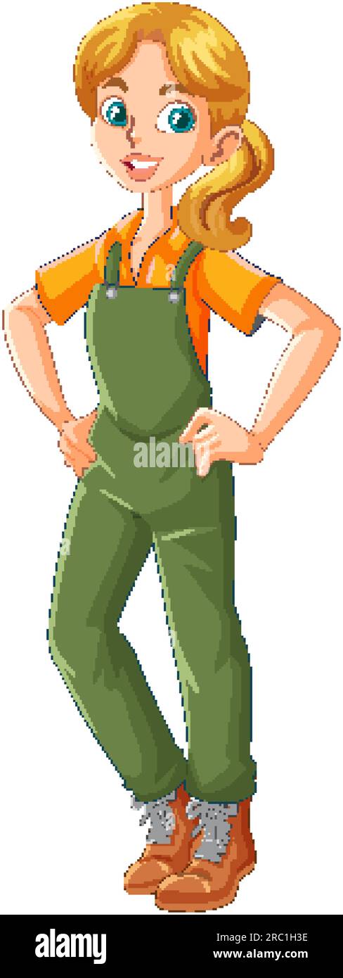 Young female farmer cartoon character illustration Stock Vector Image ...