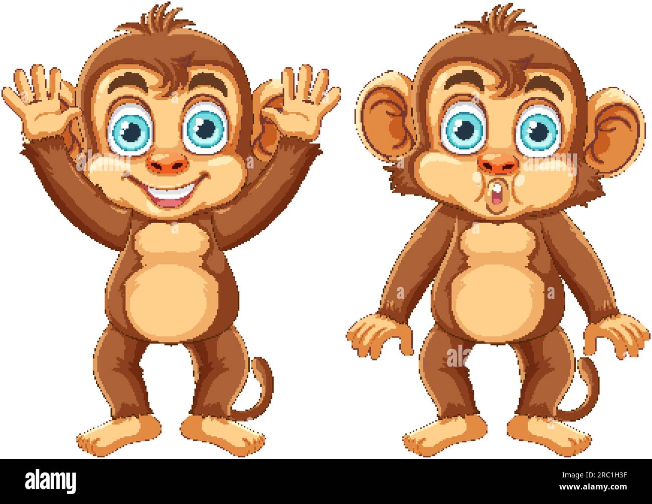 Two Funny Monkeys Cartoon Character illustration Stock Vector Image ...