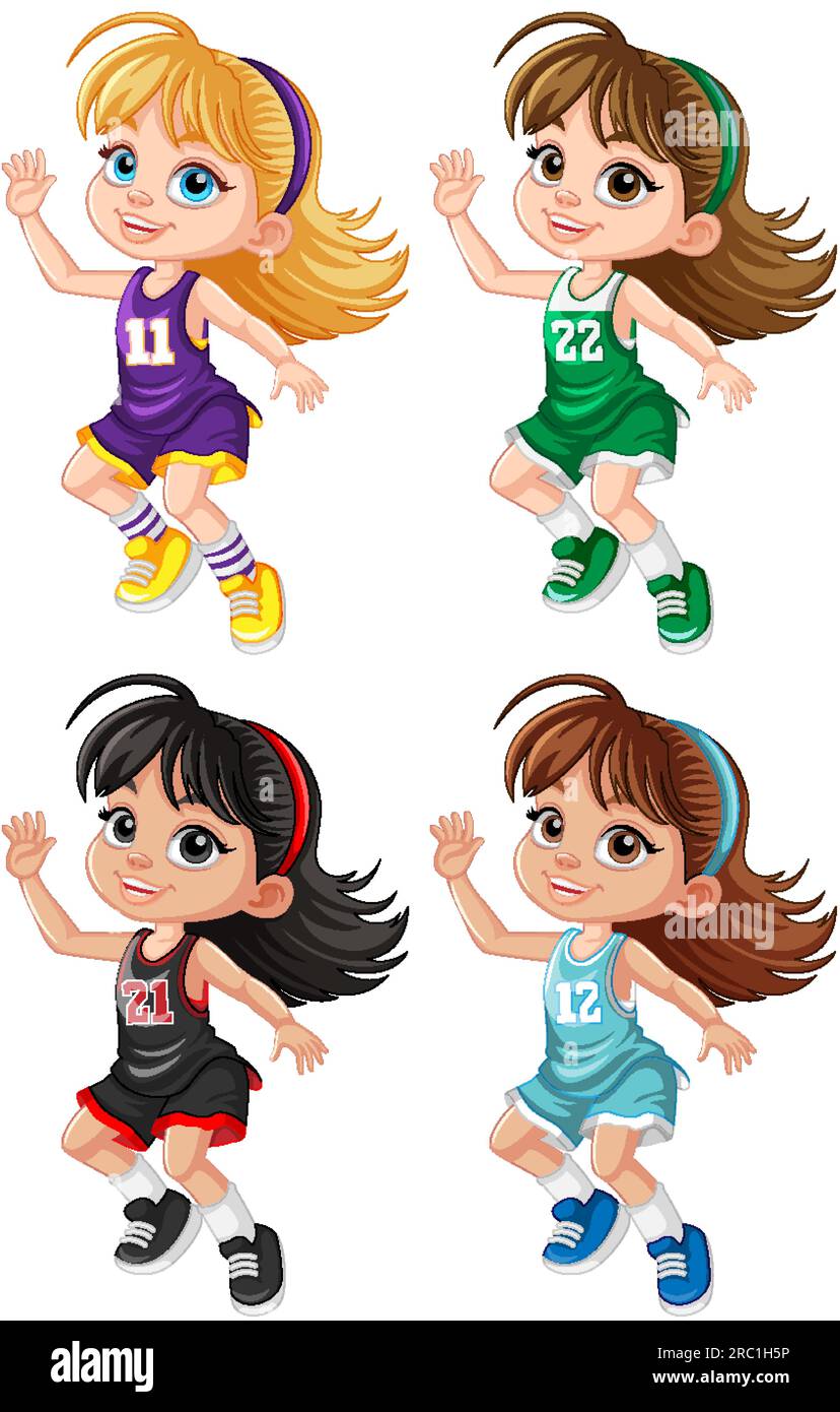 Female basketball player cartoon character illustration Stock Vector ...