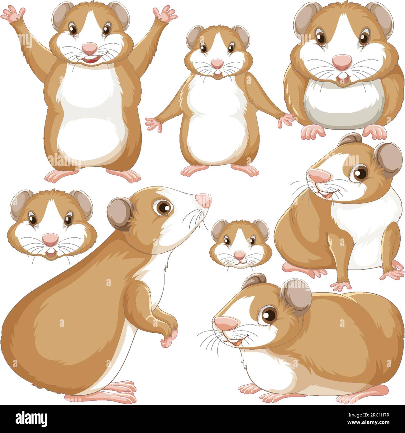 Set of guinea pig cartoon character with head and facial expression ...