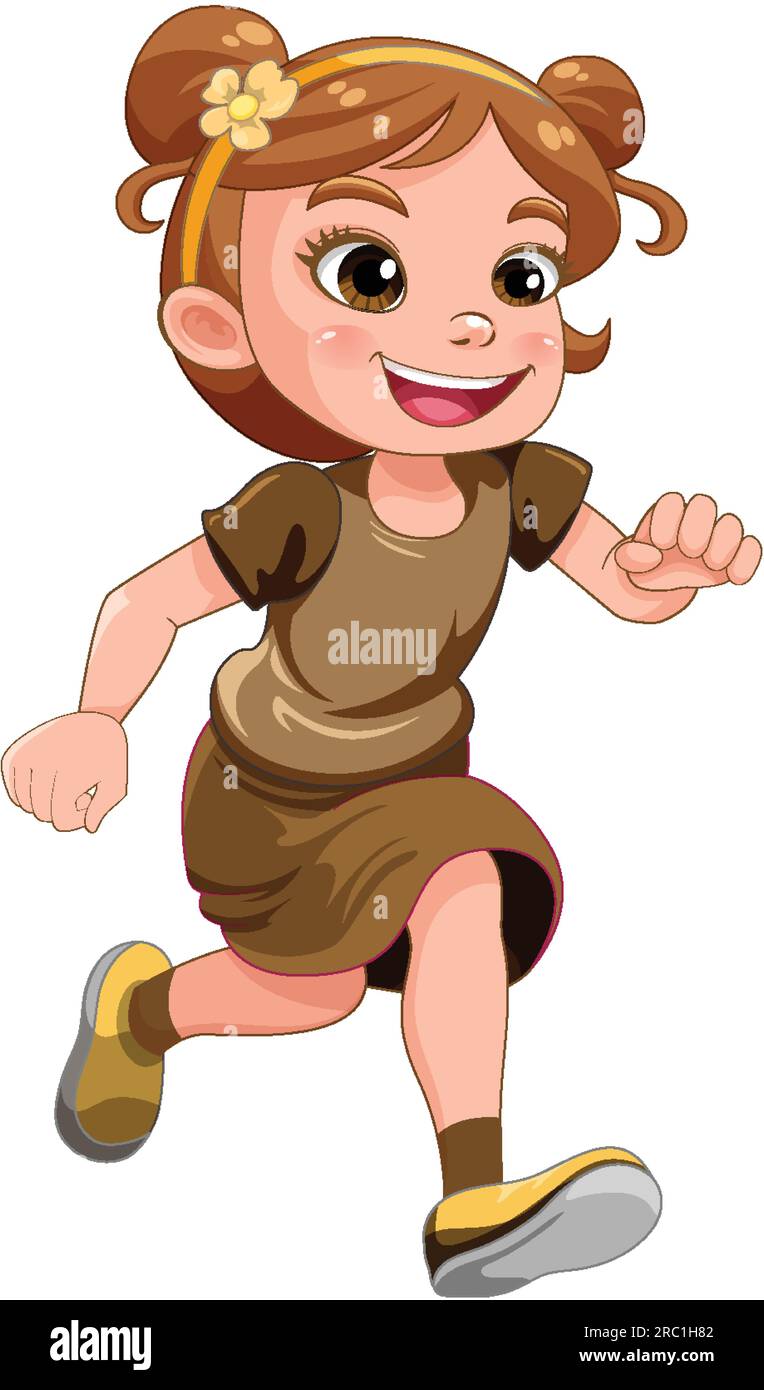 Cartoon Person Running Girl