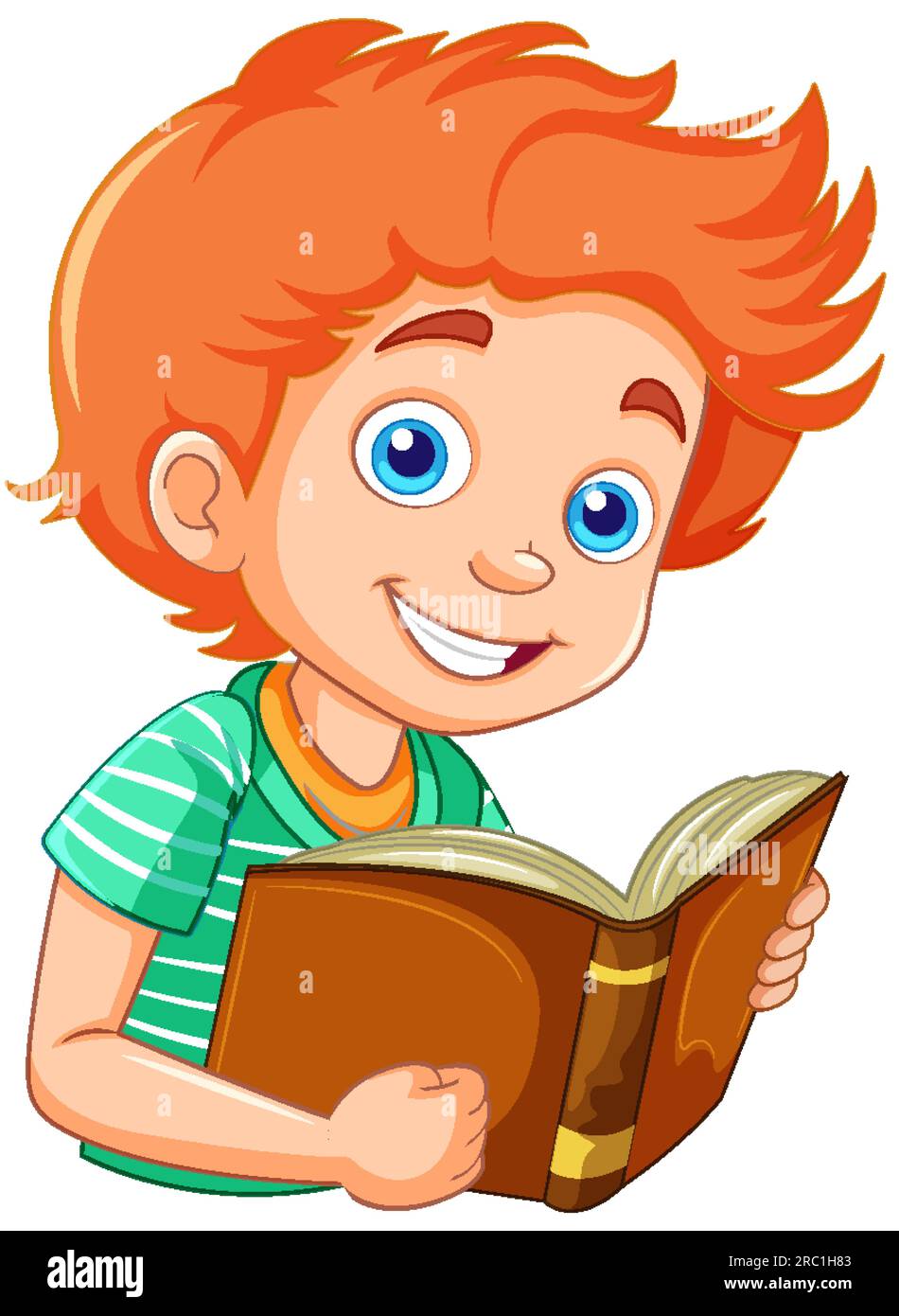 Cheerful Boy Holding Book illustration Stock Vector Image & Art - Alamy
