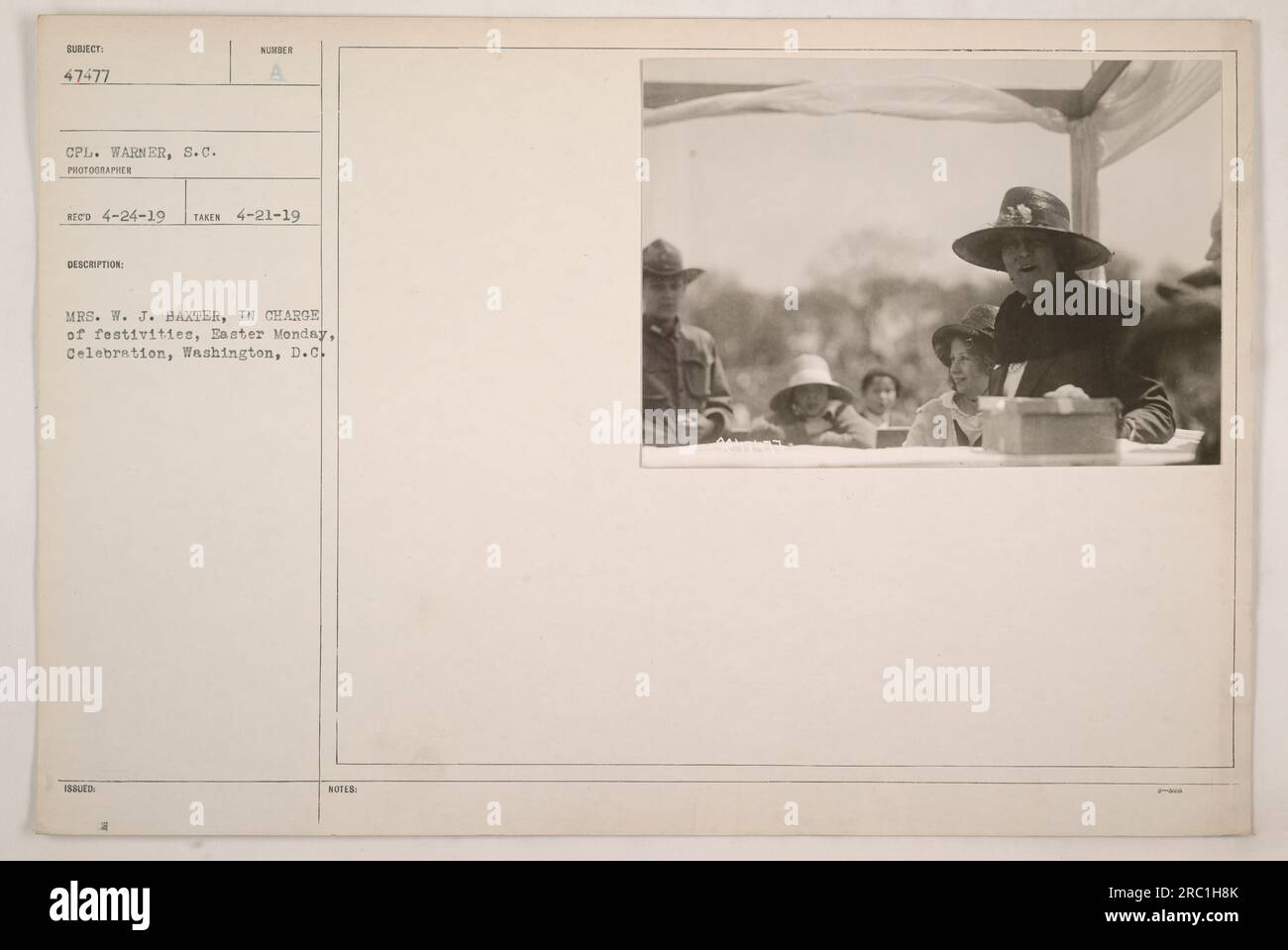 This photograph captures Mrs. W.J. Baxter, who was in charge of the ...