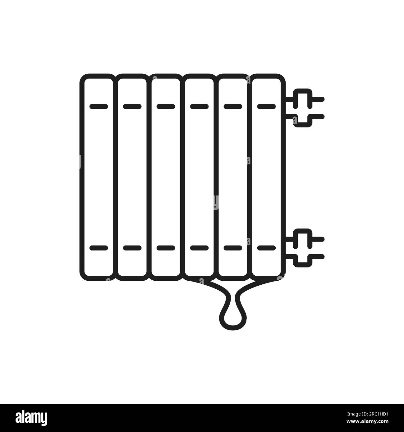 Plumbing service icon for heater radiator leakage, vector line symbol ...