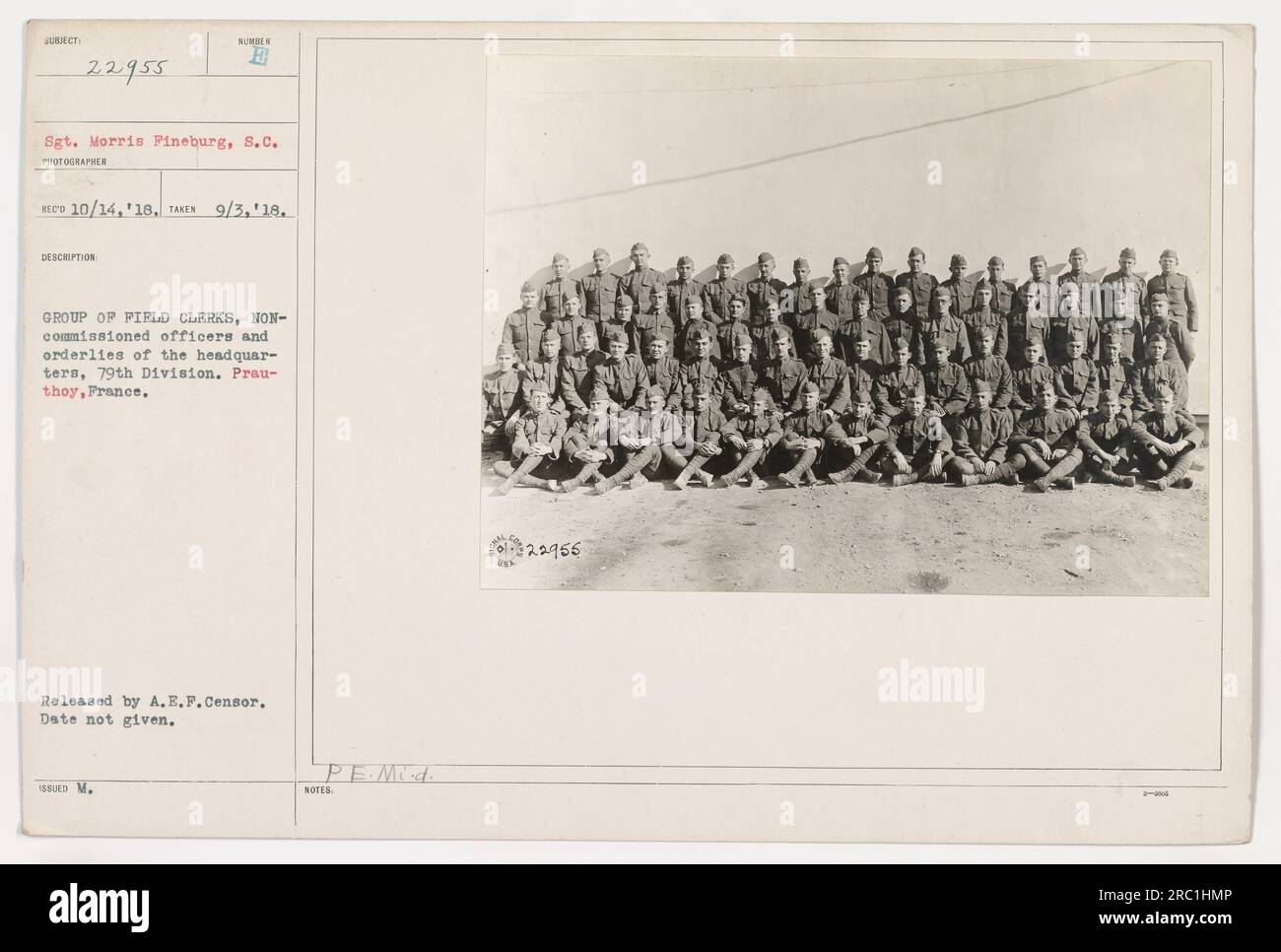 Caption: "Number B group of field clerks, non-commissioned officers ...