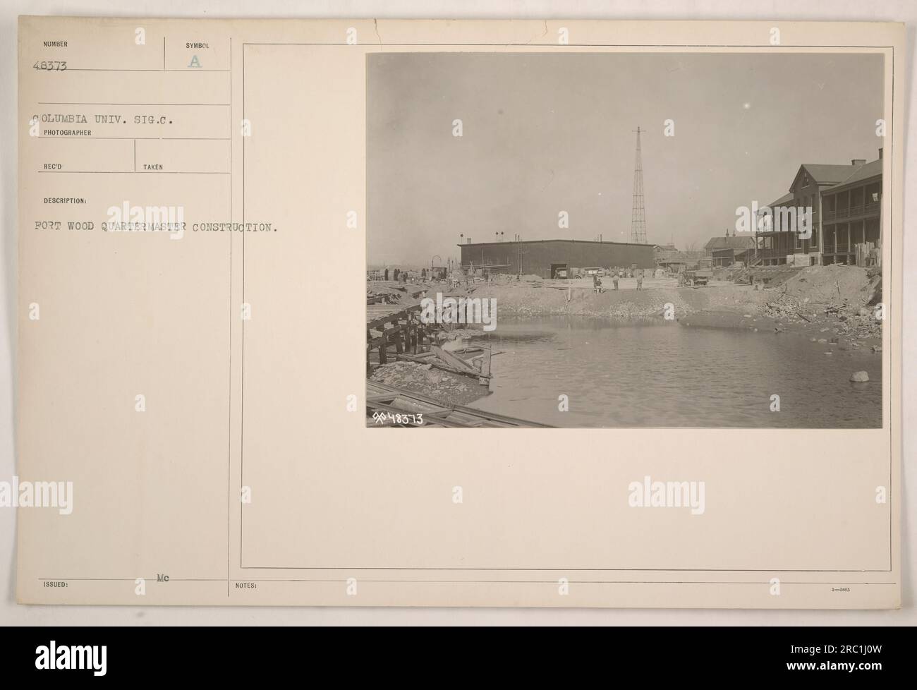 Construction underway at Fort Wood, captured in this photographic image ...
