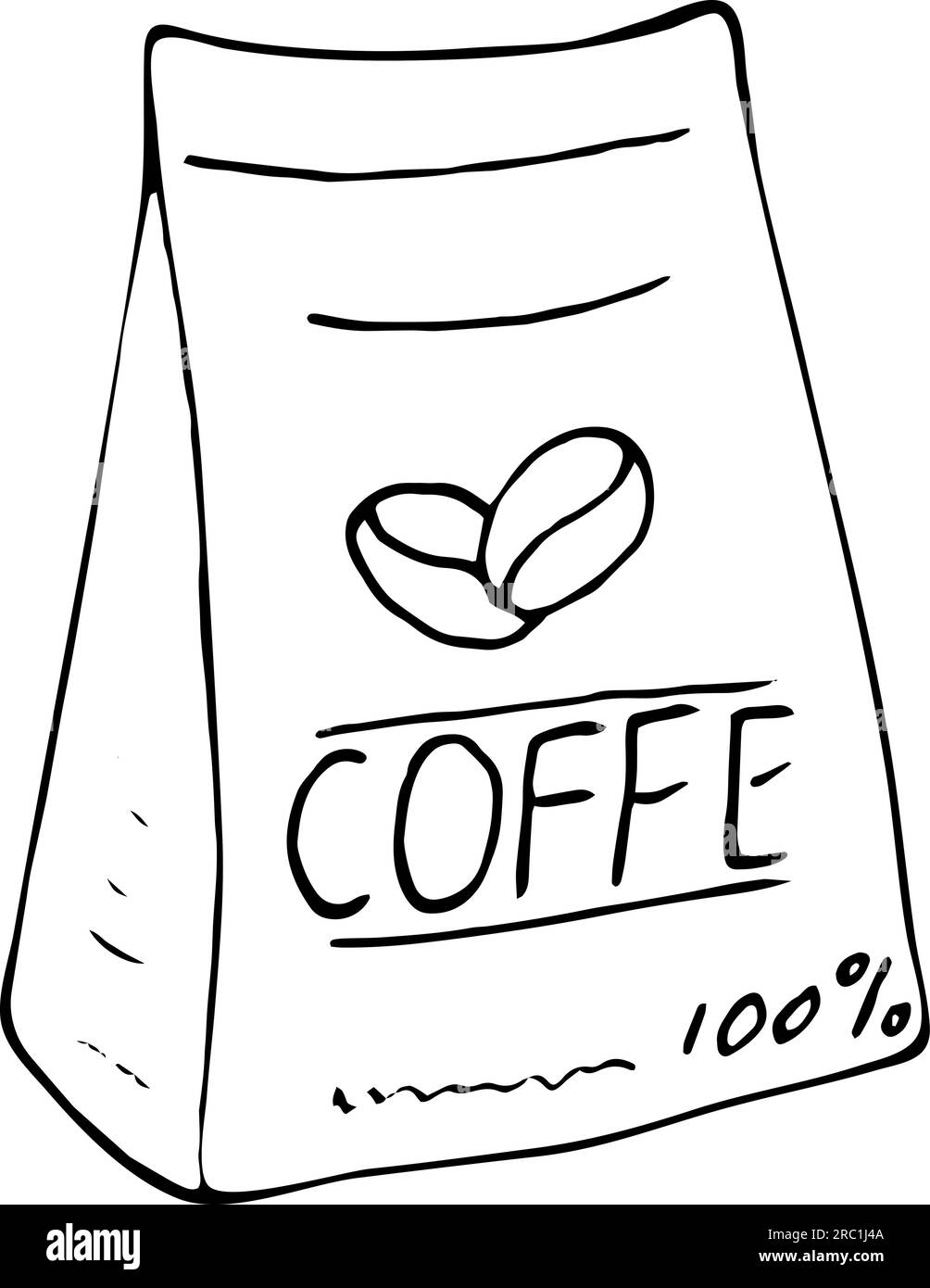 Hand-drawn coffee in a pack. simple vector illustration of a beverage ...