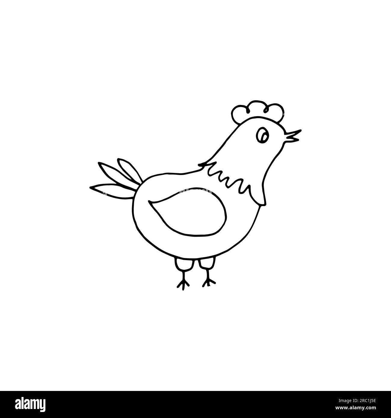 Hand-drawn simple chicken. Simple vector illustration in doodle style ...