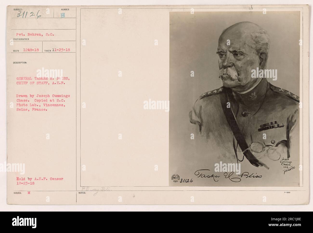 General Tasker H. Bliss, Chief of Staff, A.E.F. pictured here. This ...