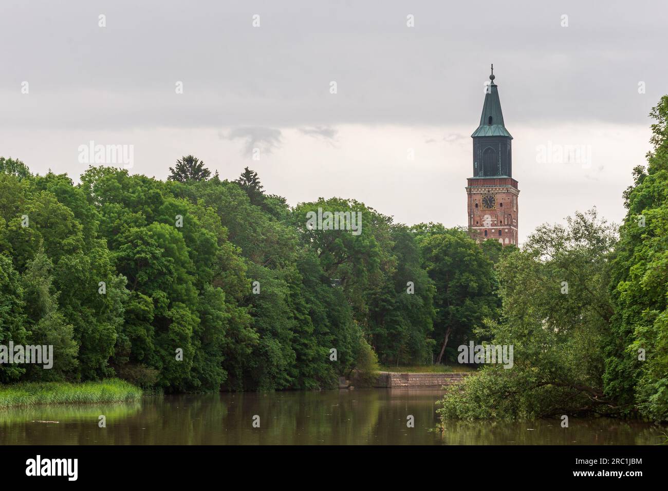 Cathedral bell tower behind Aurajoki river in Turku Finland Stock Photo - Alamy