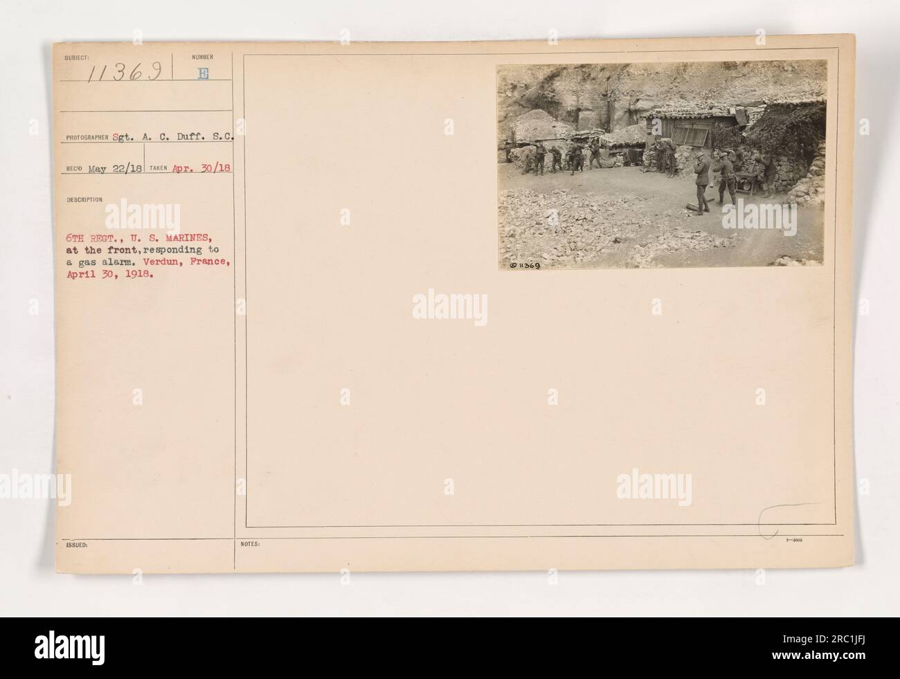 6th Regiment of U.S. Marines responding to a gas alarm at the front ...