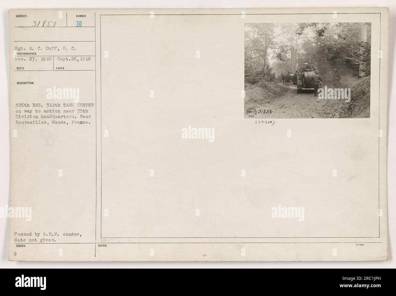 Sgt. A. C. Duff of the 326th Battalion in the 311th Tank Center is ...