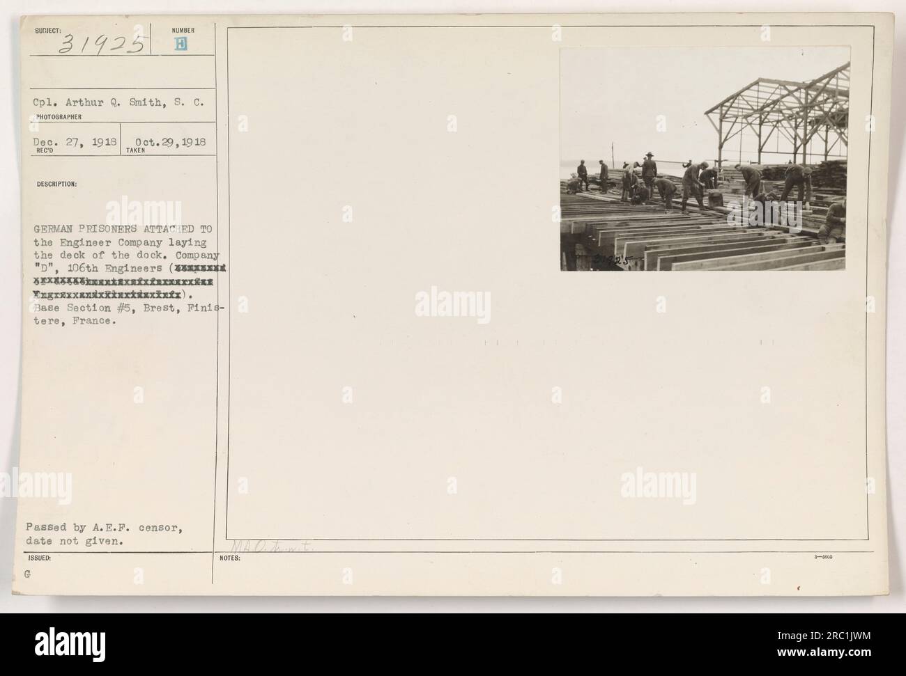 Cpl. Arthur Q. Smith of Company "D", 106th Engineers, is photographed ...