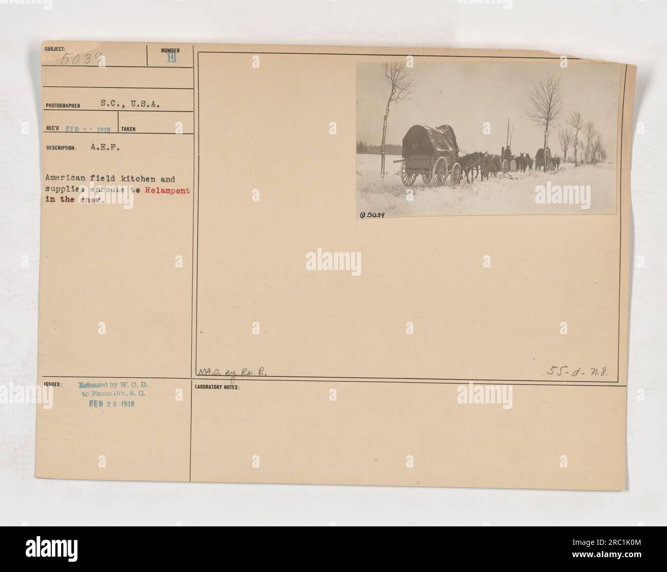 American soldiers transporting an American field kitchen and supplies ...