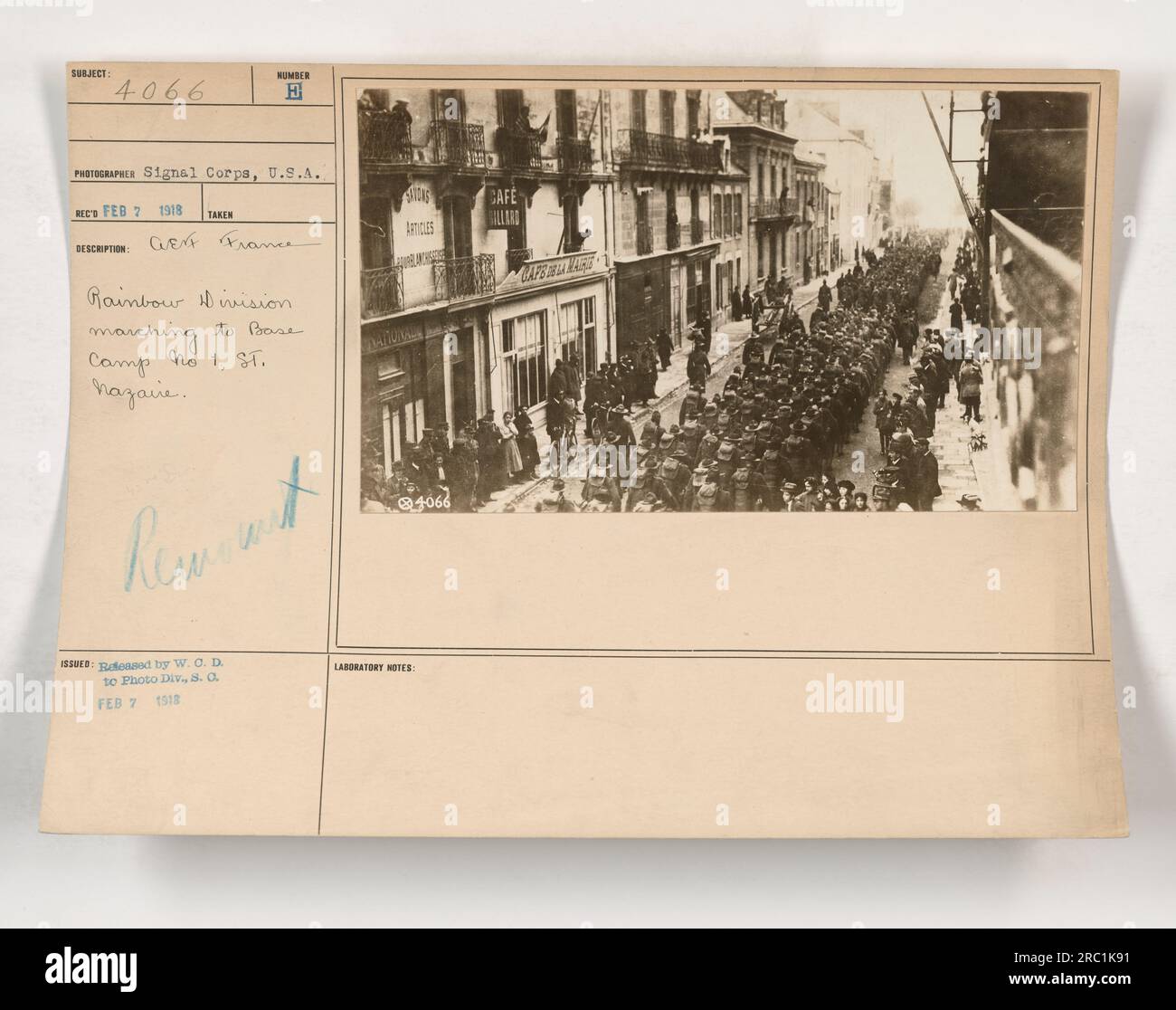 Rainbow Division of the American Expeditionary Force (AEF) marching to ...