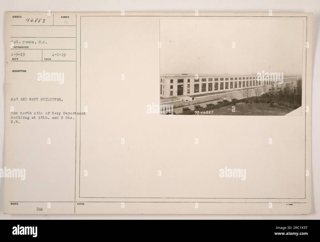 The photograph shows the north side of the Navy Department building ...