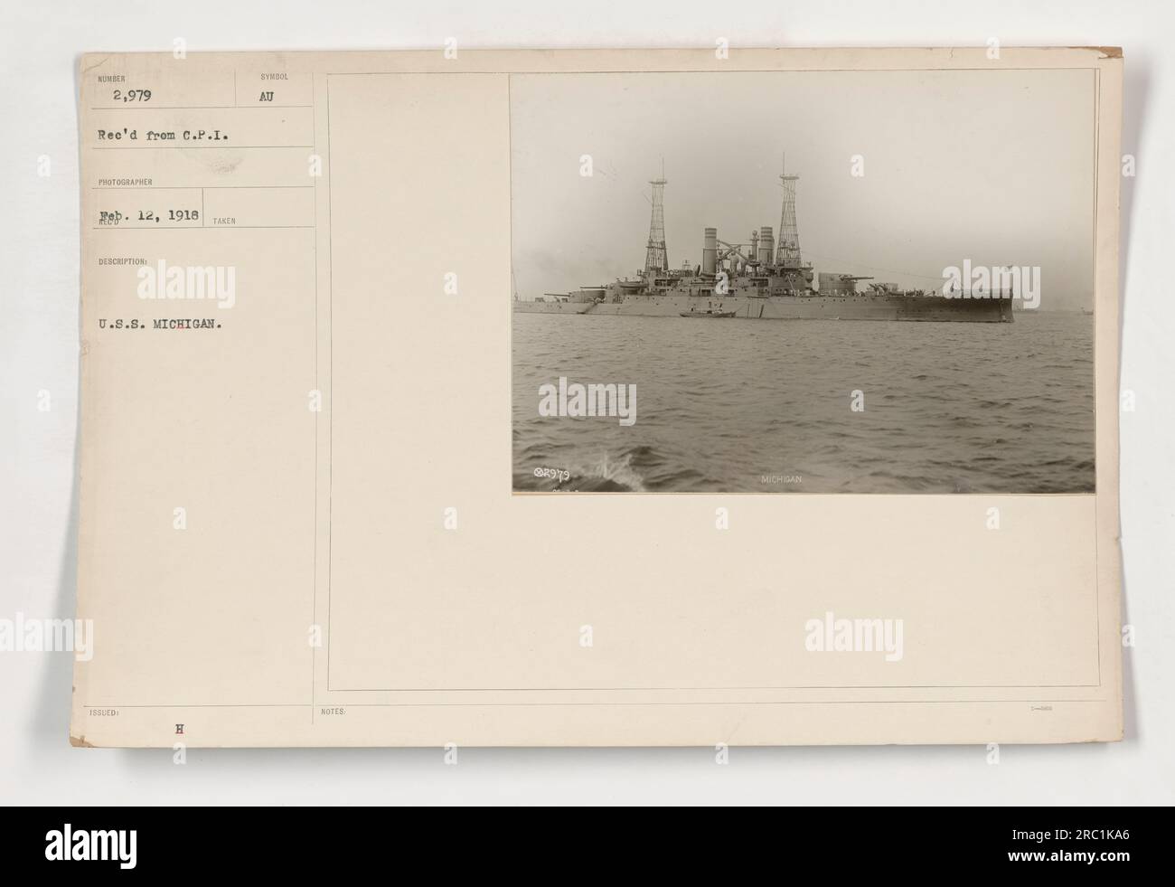 A photograph of the U.S.S. Michigan, a South Carolina-class battleship ...