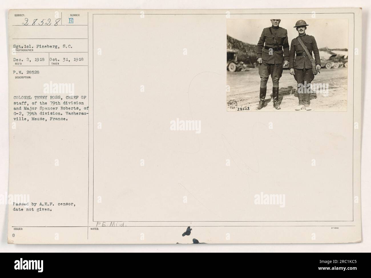 Colonel Tenny Ross, Chief of Staff of the 79th division, and Major ...