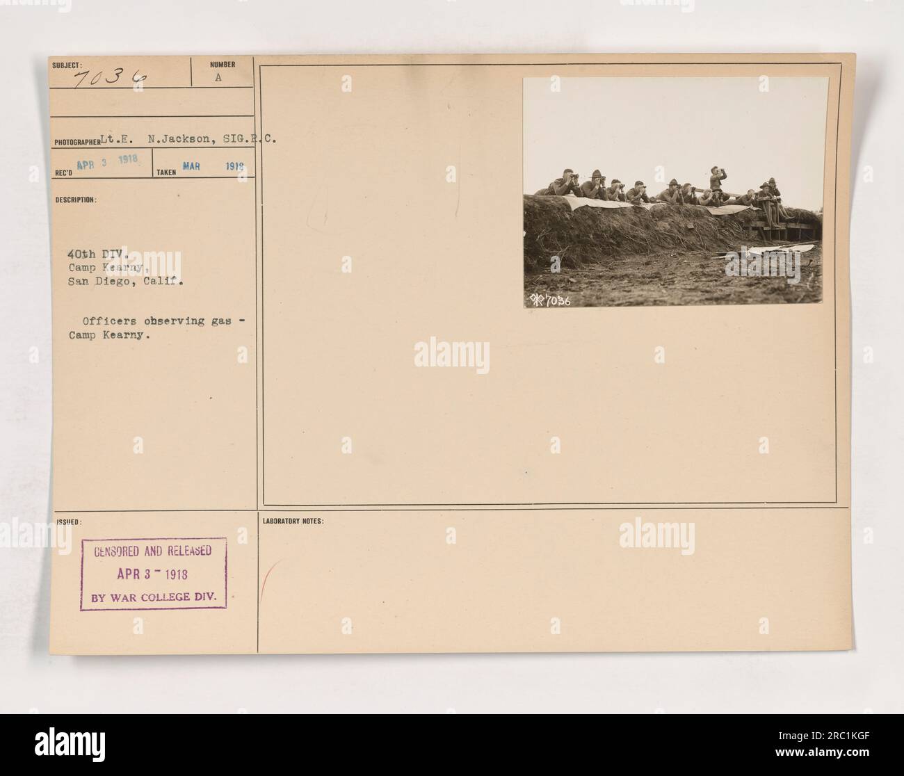 This photograph, labeled as 111-SC-7036, was taken by Lt. E. N. Jackson ...