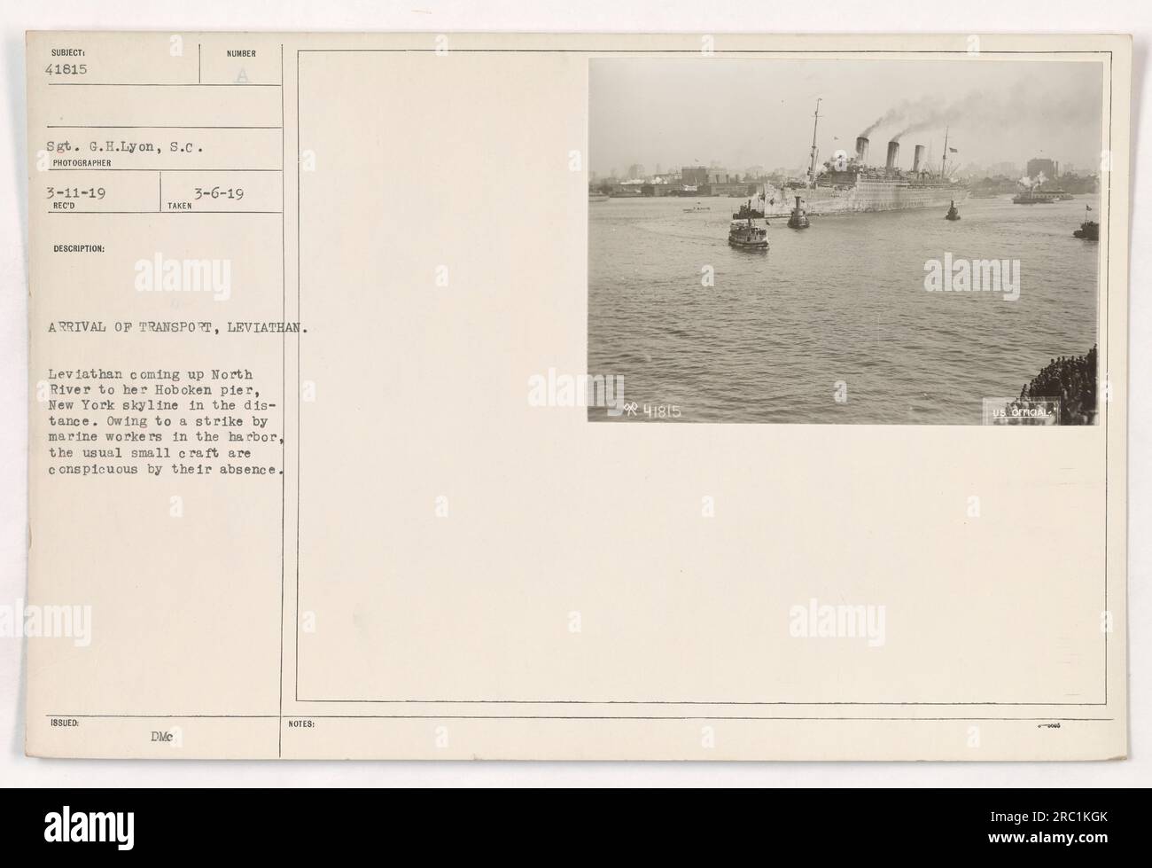 "Image showing the arrival of the transport ship Leviathan at her ...