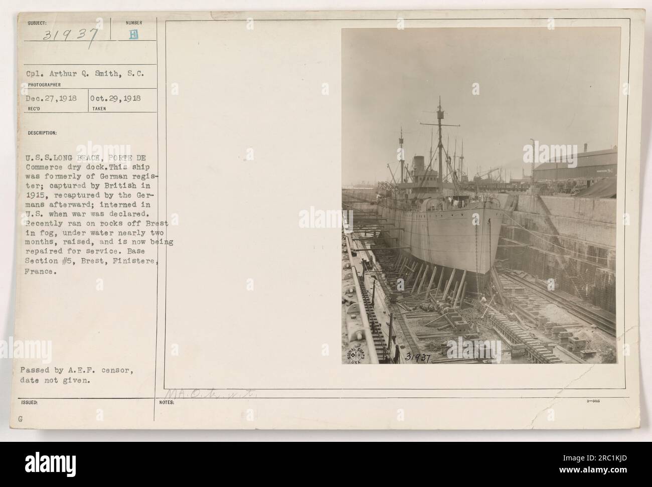 Corporal Arthur Q. Smith, Signal Corps, is pictured in front of the U.S ...