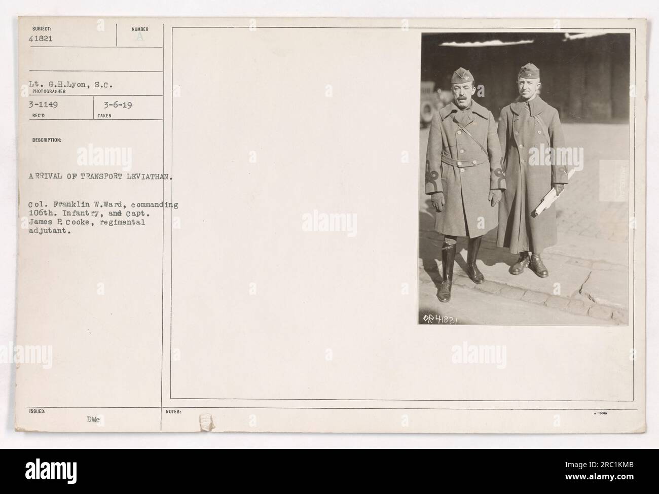 The image shows Lt. G.H. Lyon and Col. Franklin W. Ward, alongside Capt ...